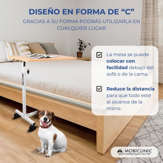 Mesa auxiliar para cama o sofá | Regulable en altura | 38 x 72 x 2