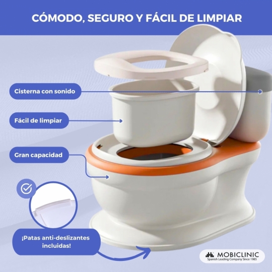 Inodoro infantil | Con sonido | Cubeta extraíble | De 1 a 6 años